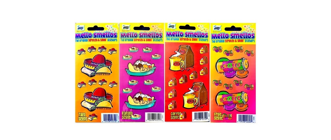 RARE Maxi MELLO SMELLO Scratch & Smell Stickers 1 hoja Tu eliges el ...