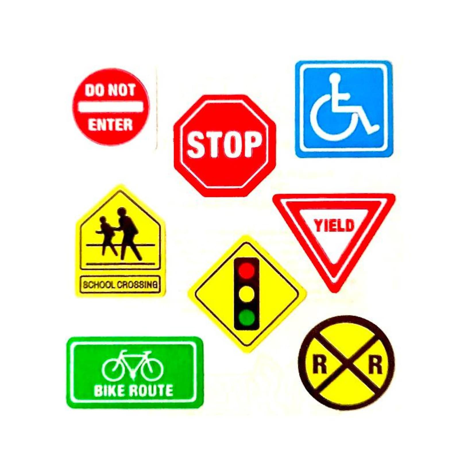 STREET, TRAFFIC SIGNS Kromekote Sandylion Stickers - 1 Square Rare ...