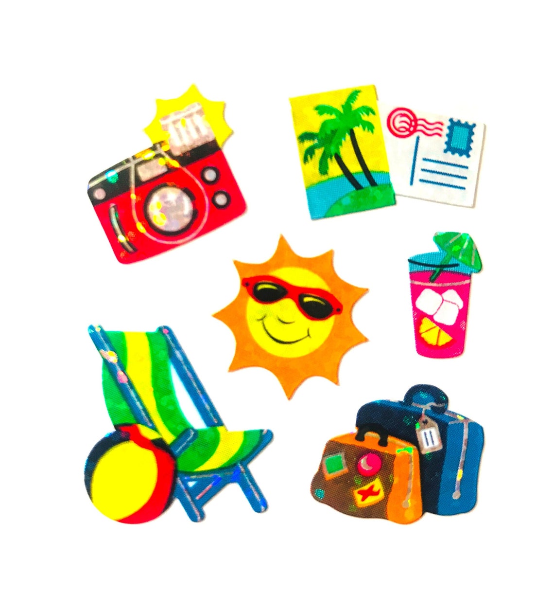 SPRING BREAK SUMMER Vacation Glittery Sandylion Stickers 1 Square ...