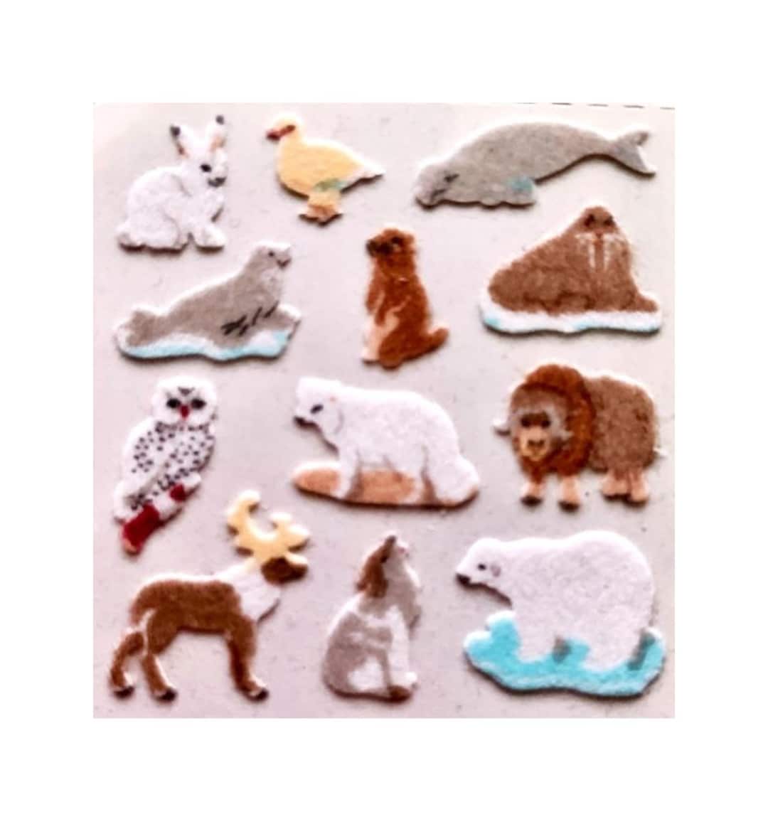 Vintage ARCTIC WILD ANIMALS Fuzzy Sandylion Stickers - 1 Square Rare - Etsy