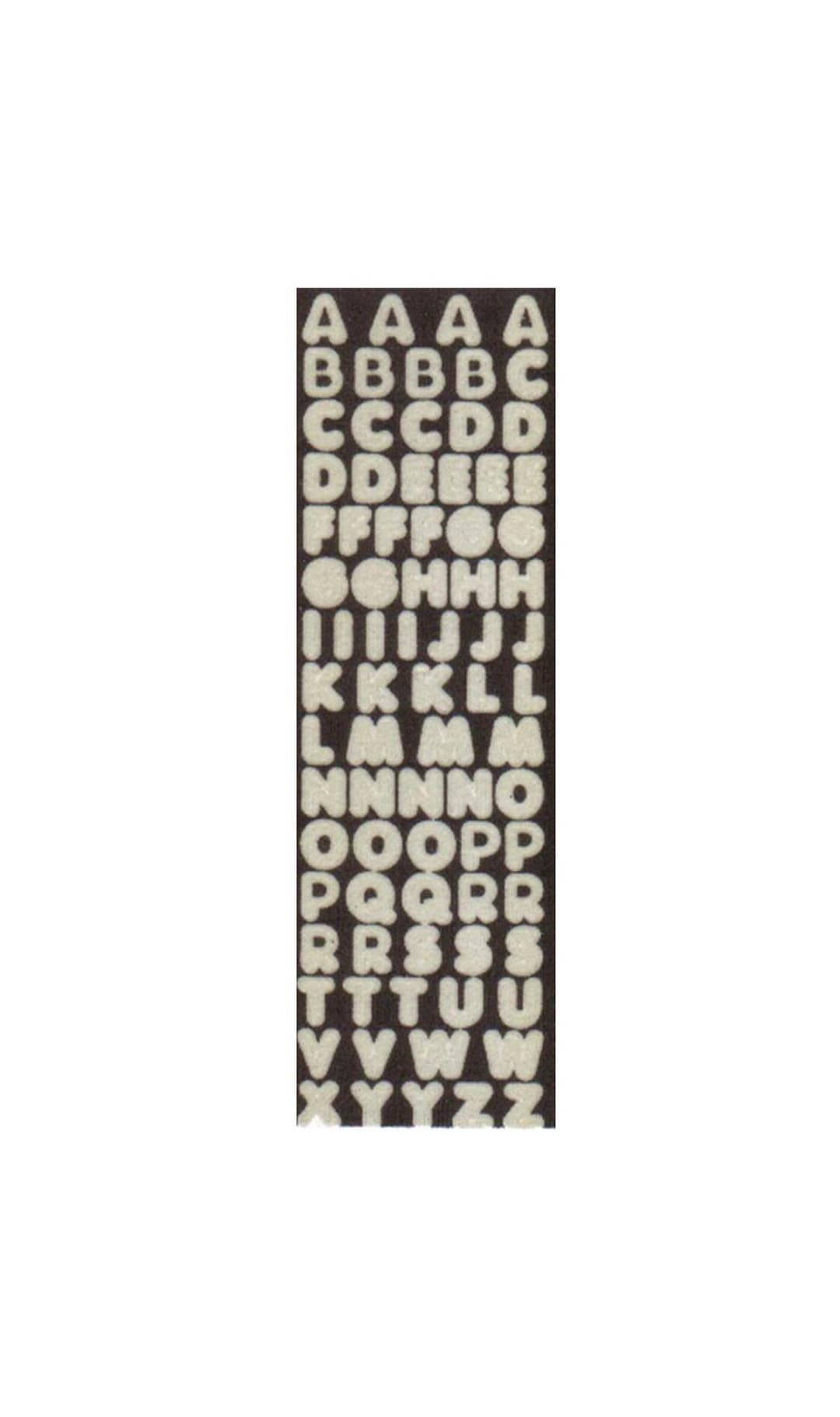 ALPHABET LETTERS White-grey Fuzzy Sandylion Stickers 1 Strip *vintage ...