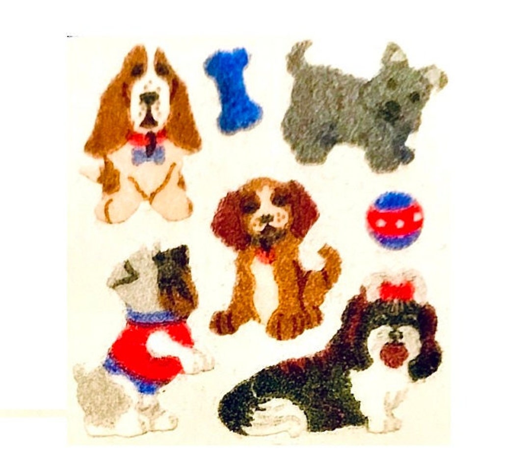 PUPPIES DOGS Fuzzy Sandylion Stickers - RARE Vintage - Etsy