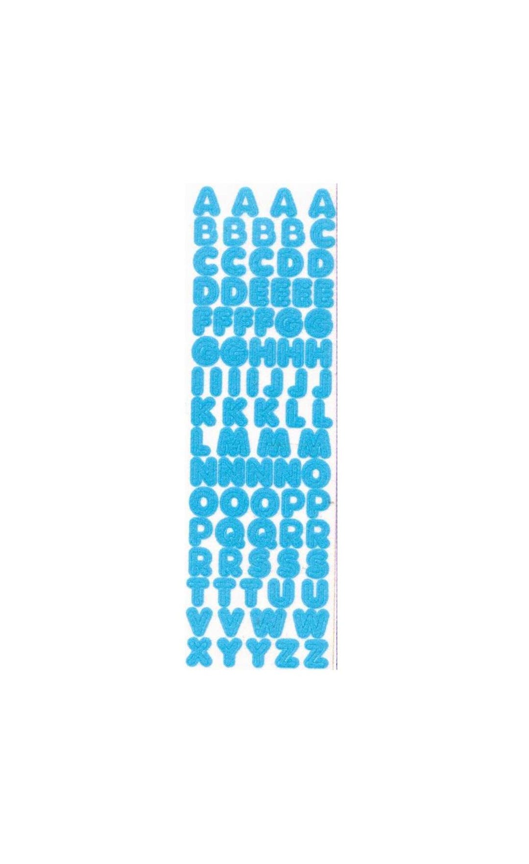 ALPHABET LETTERS Light Blue Fuzzy Sandylion Stickers 1 Strip *vintage ...