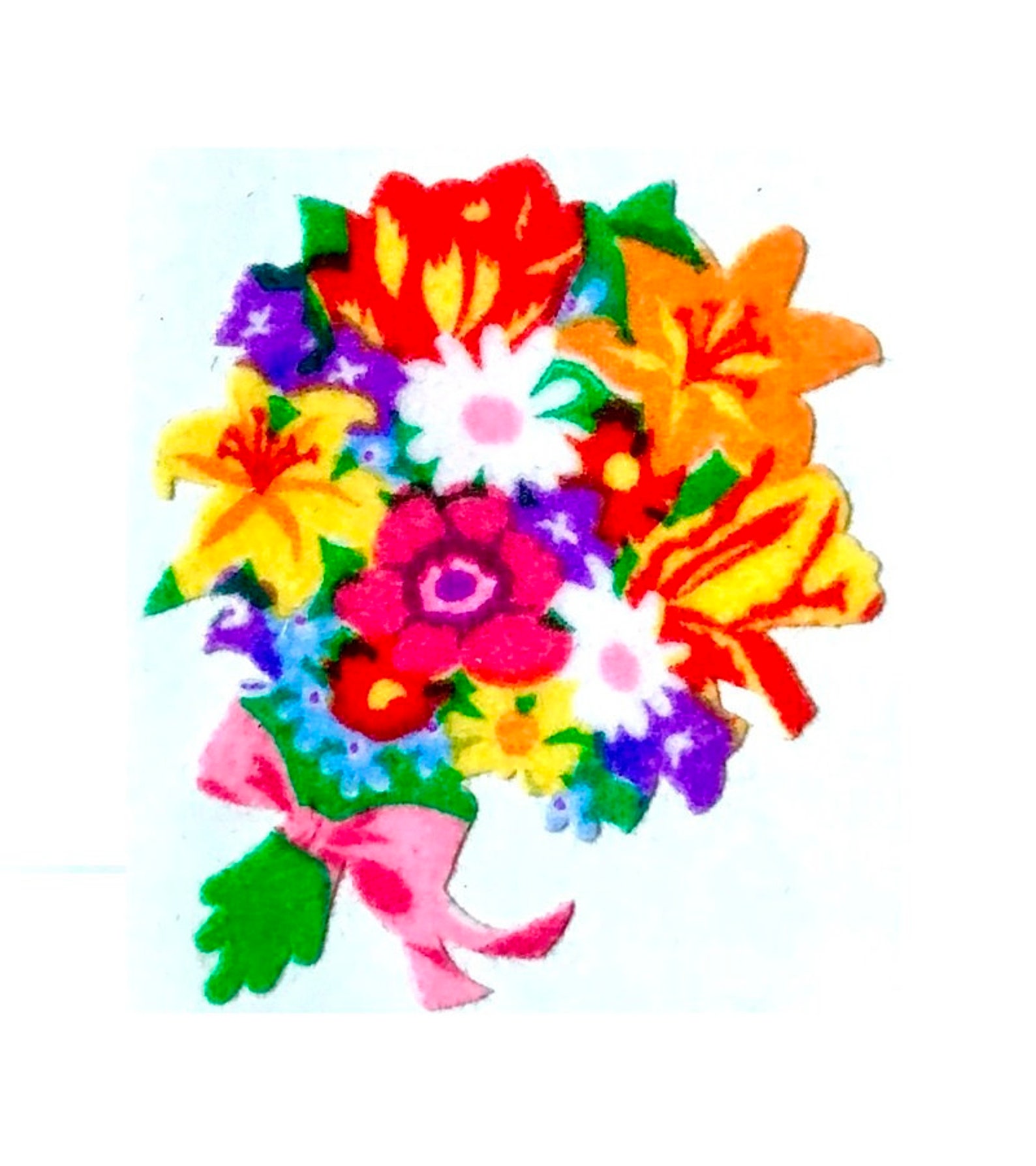 FLOWER BOUQUET Fuzzy Sandylion Stickers 1 Square Rare - Etsy