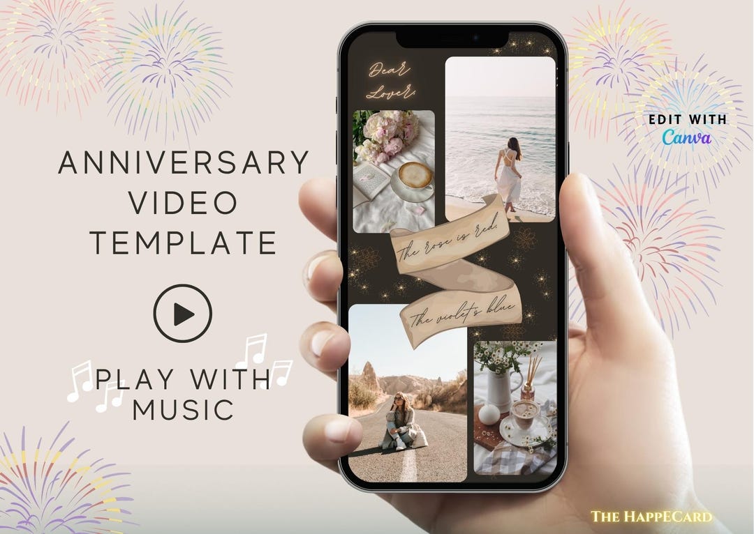 Anniversary Video Template, Digital Photo Collage Anniversary Card ...