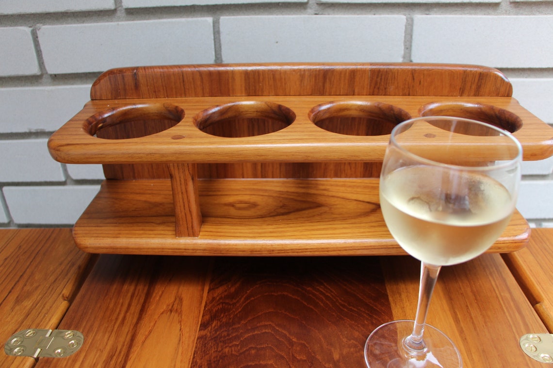 Sailboat Cockpit Table in Teak With 4 Cupholders - Etsy