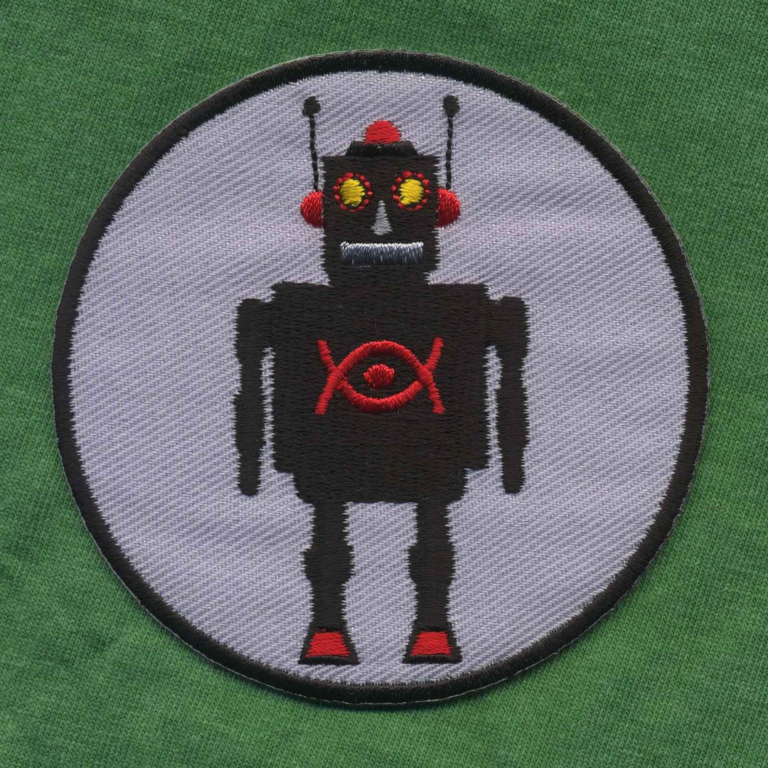 Patch Robot Black and Light Gray 8 Cm Patch - Etsy