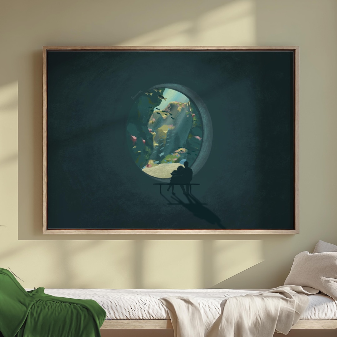 Romantic Window View Art Print Illustration Dark Aesthetic Wall Decor ...