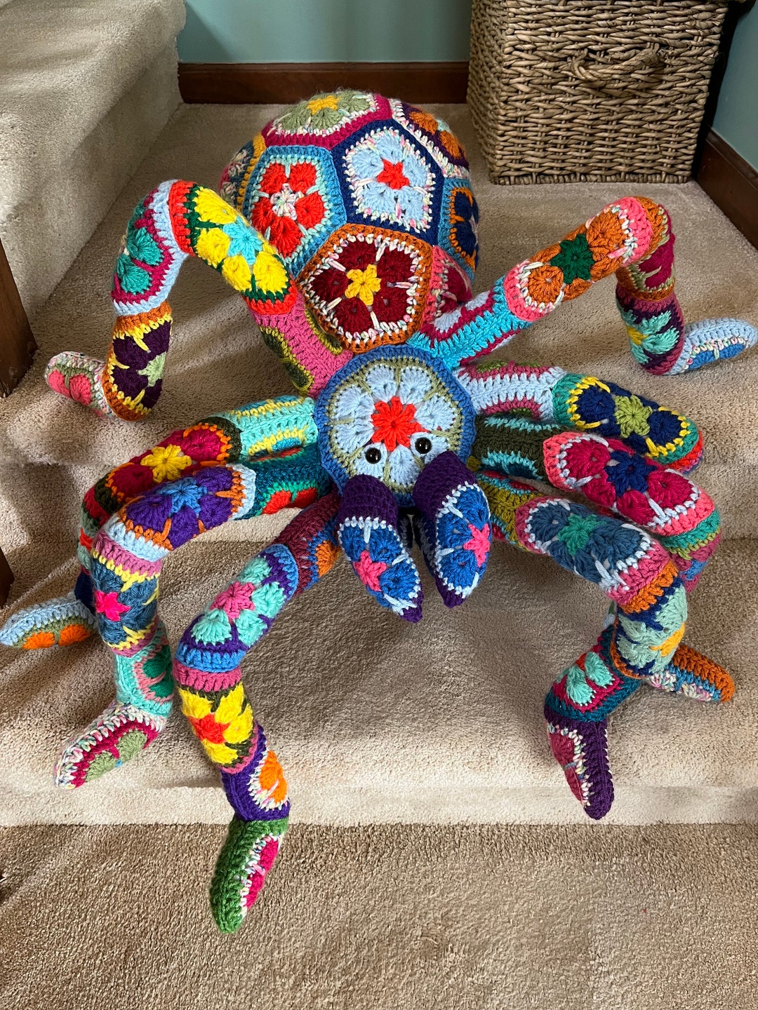 Big Colorful Boho Tarantula Hand Crocheted Spider Stuffed Animal Spider ...