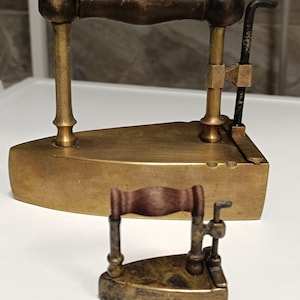 Vintage Brass Miniature Iron Slug Box Sad Antique Small Metal Iron With ...