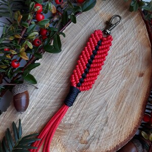 Macrame Paracord Large Red Keychain Handmade Macrame Keyring - Etsy