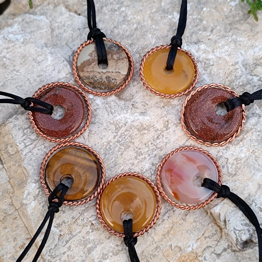Yellow Color Gemstone Donut Pendant Tensor Ring Straight Line Cubit 333 ...