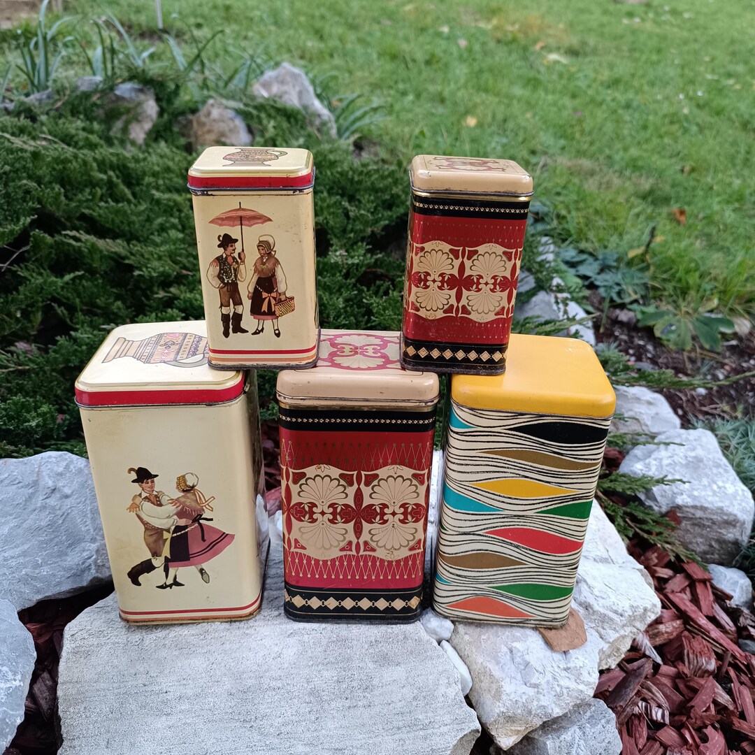 Vintage Tin Collection of Yugoslavia Boxes With Lid 10*10*19cm 4*4*7.2 ...