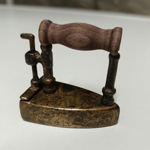 Vintage Brass Miniature Iron Slug Box Sad Antique Small Metal Iron With ...