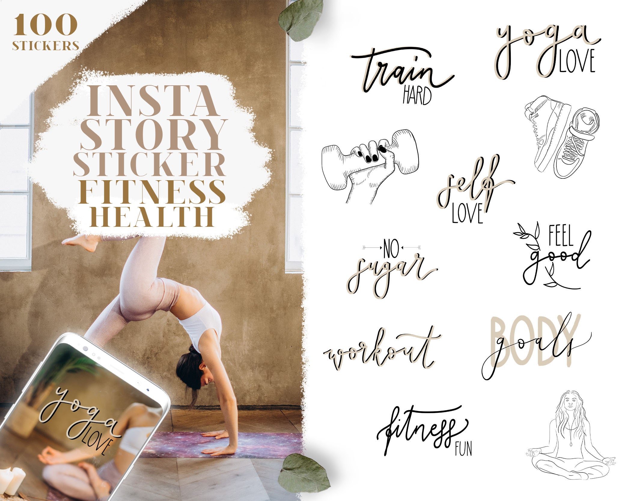 100 Fitness Insta Story Sticker Set | Instagram Stories Story Sticker ...