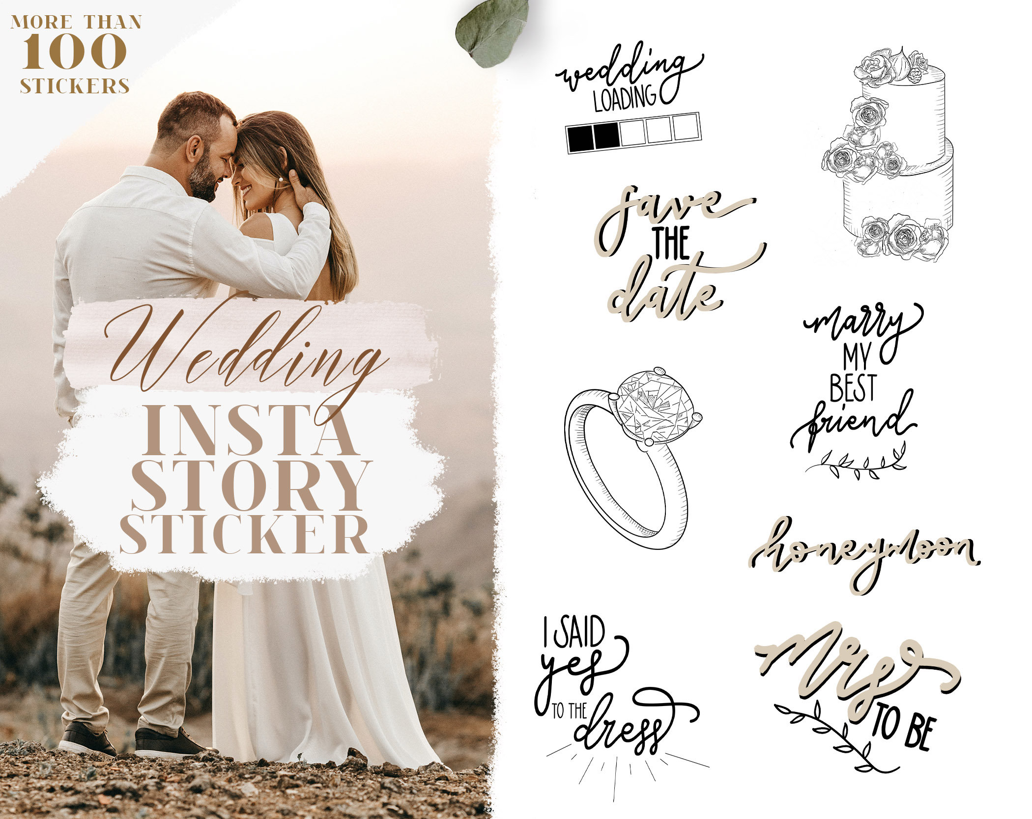 100 Wedding Insta Story Sticker Set | Instagram Stories Storysticker ...