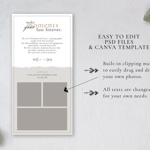Boho Flyer Template for Canva & Photoshop, PSD Photographer Wedding ...