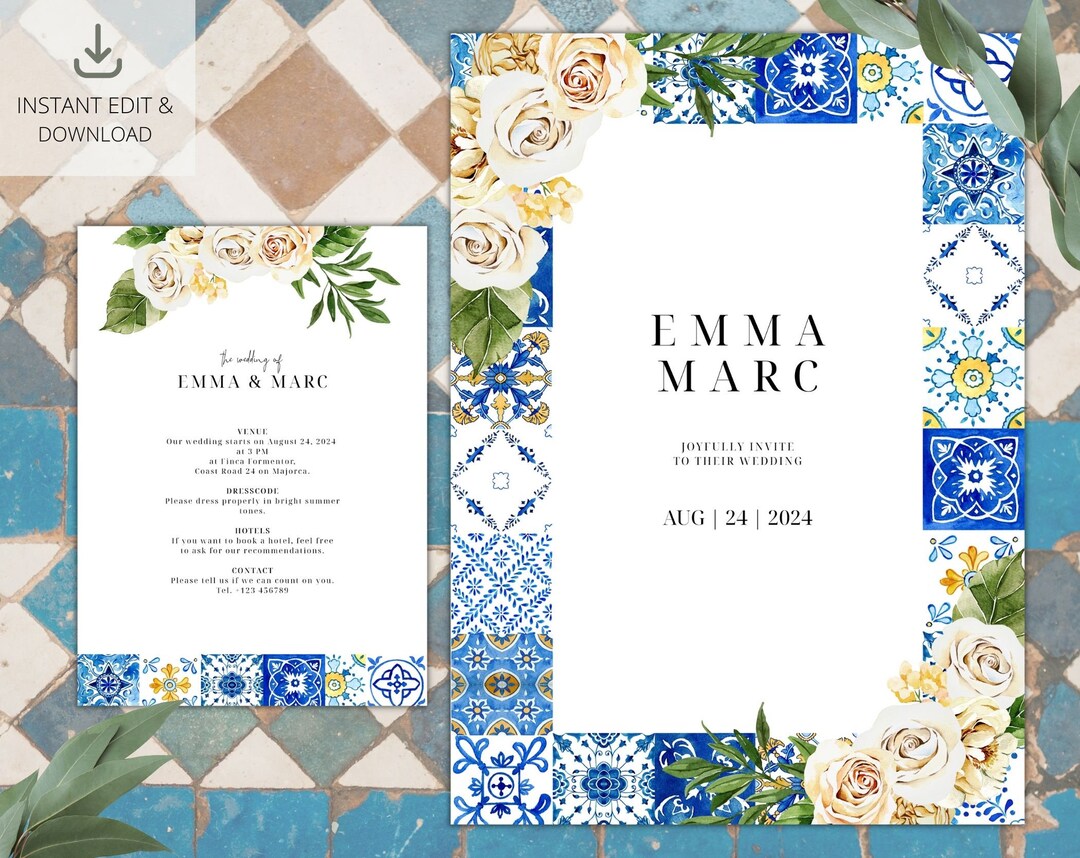 Invitation "emma" Design Template, Editable, Wedding Lime Lemon Summer ...