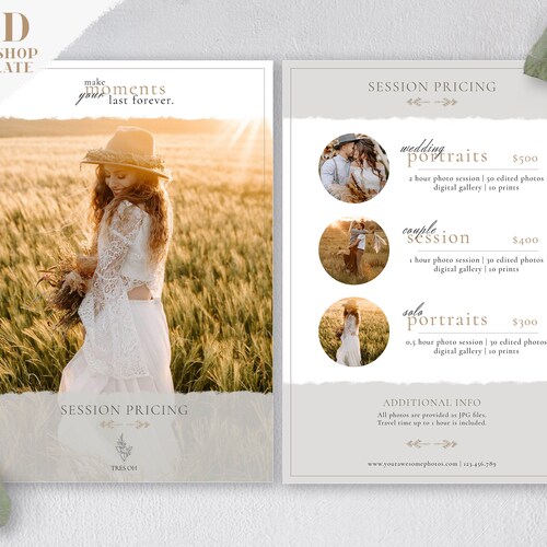 Boho Flyer Template for Canva & Photoshop PSD Photographer - Etsy