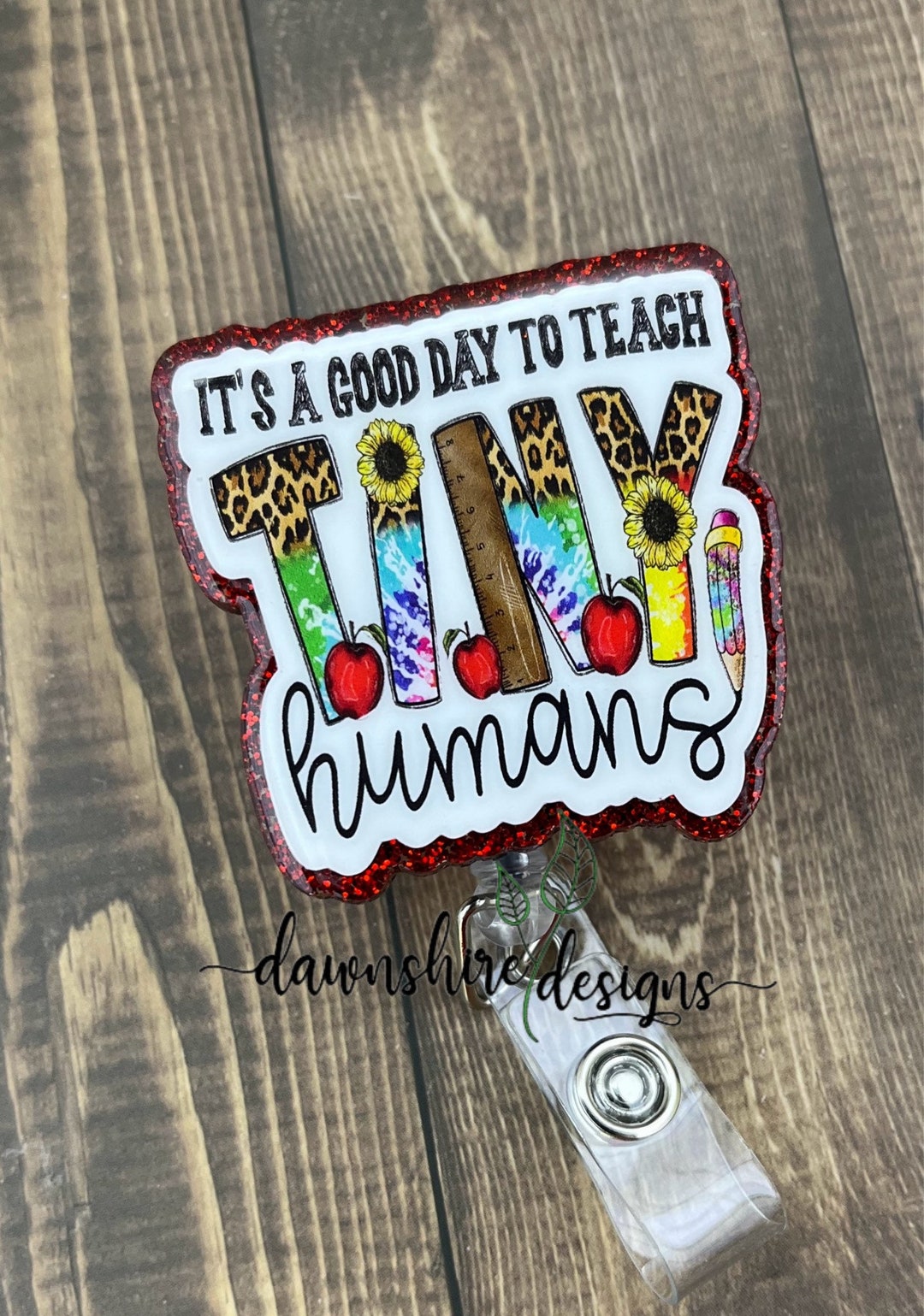 Teach Tiny Humans Badge Reel, Teacher Badge, Teacher Lanyard, Gift for ...