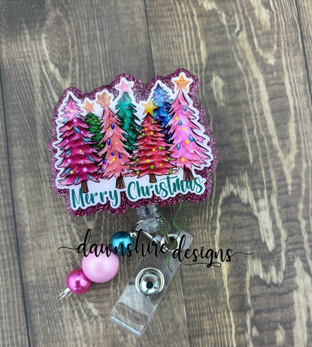 Merry Christmas Tree Badge Reel, Colorful Tree Badge Reel, Nurse Badge ...