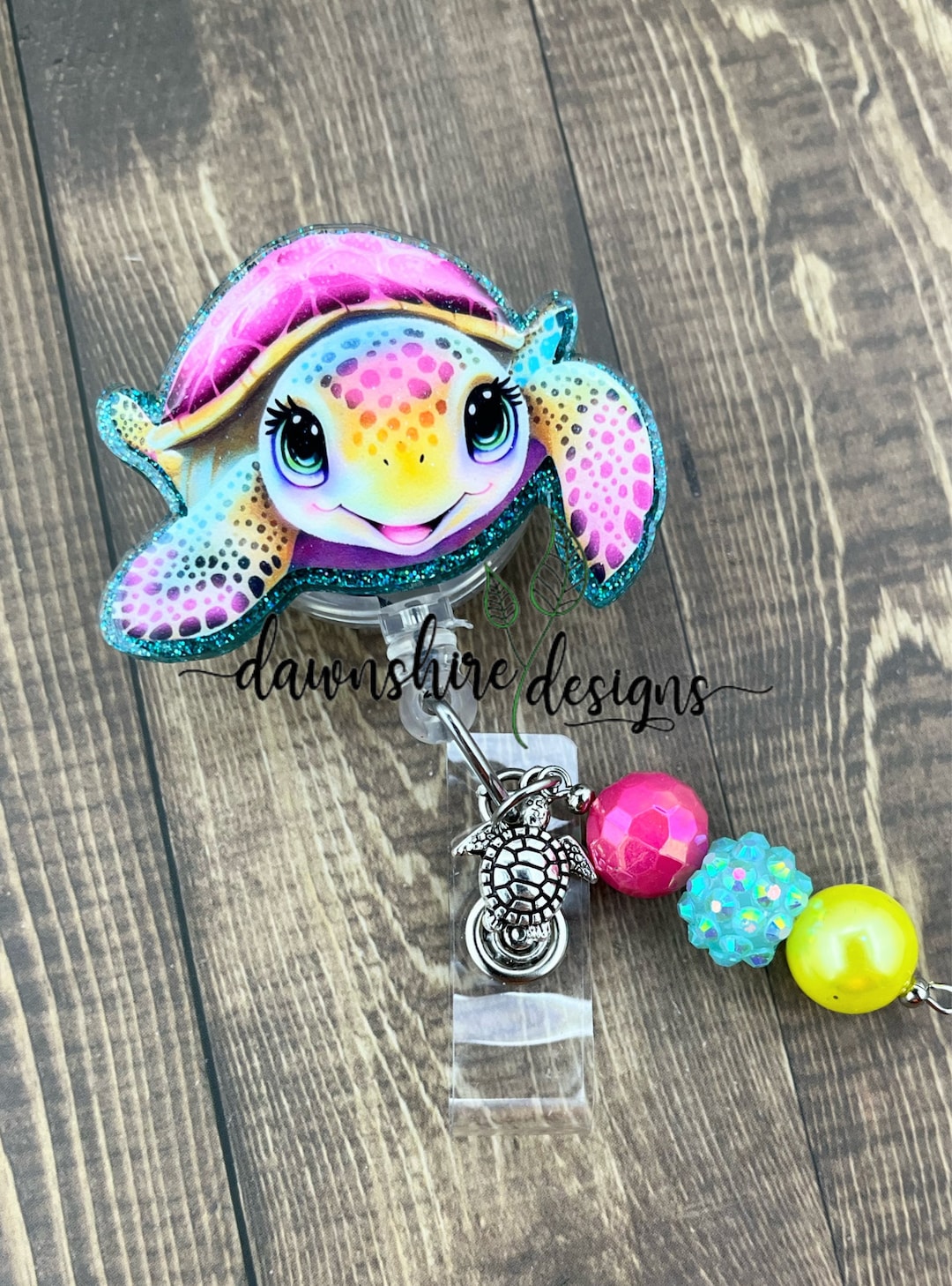 Turtle Badge Reel Sea Turtle Badge Beaded Badge Badge Reel - Etsy