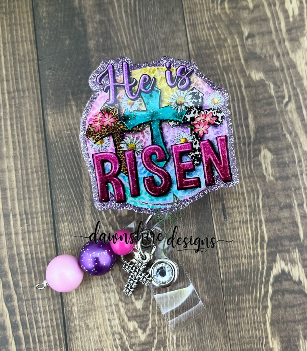 Easter Badge Reel, He is Risen Badge Reel, Christian Badge Holder ...