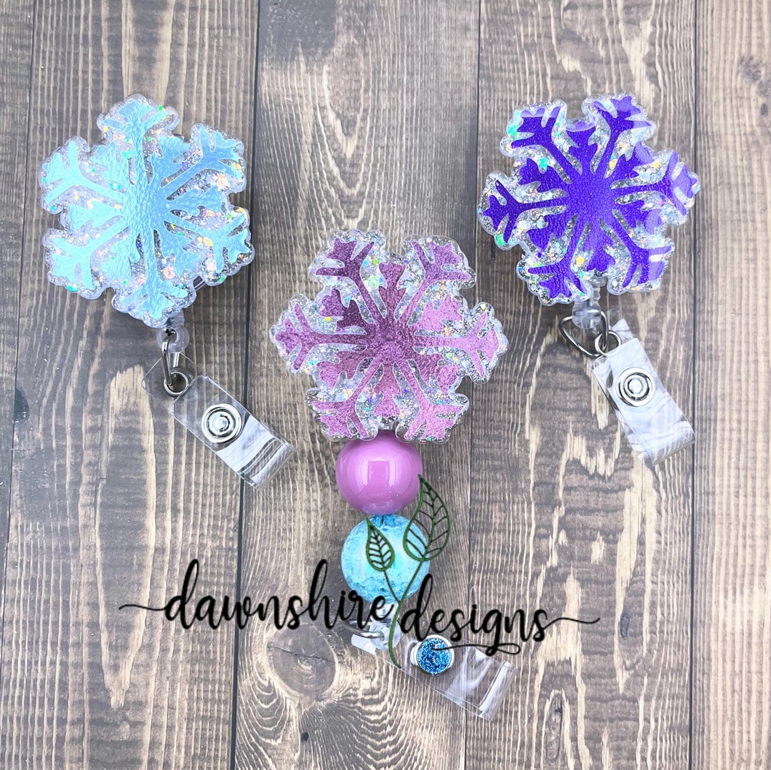 Snowflake Badge Reels Winter Badge Holder Christmas ID - Etsy