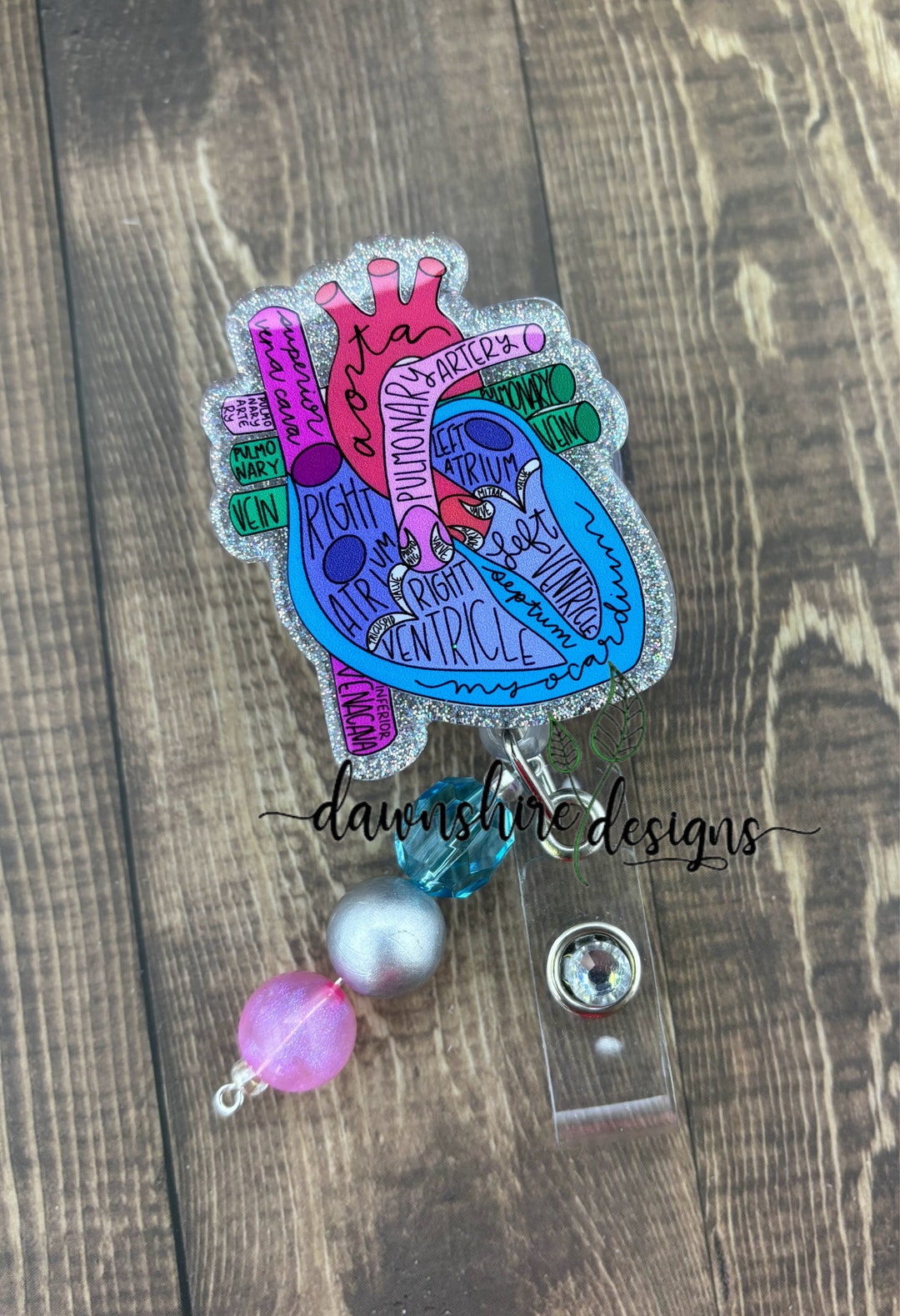 Anatomical Heart Badge Reel. Heart Anatomy Badge. Badge Reel for Nurses ...