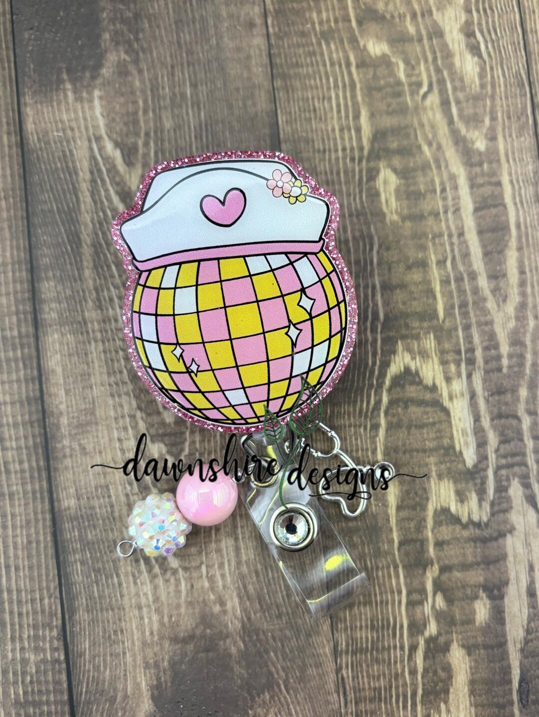 Disco Ball Nurse Badge, Retro Nurse Badge Reel, RN Badge Reel ...
