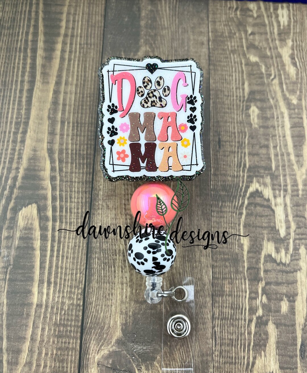 Dog Mama Badge Reel, Paw Print Badge, Badge Reel for Dog Lover, Badge ...