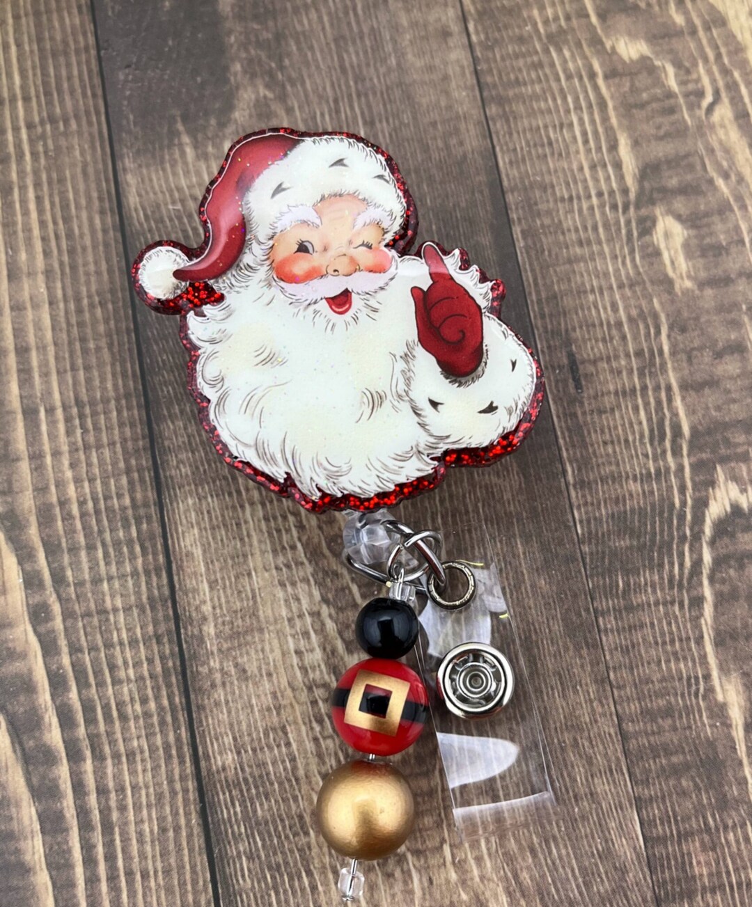 Vintage Santa Badge Reel, Christmas Badge Reel, Retractable Badge ...