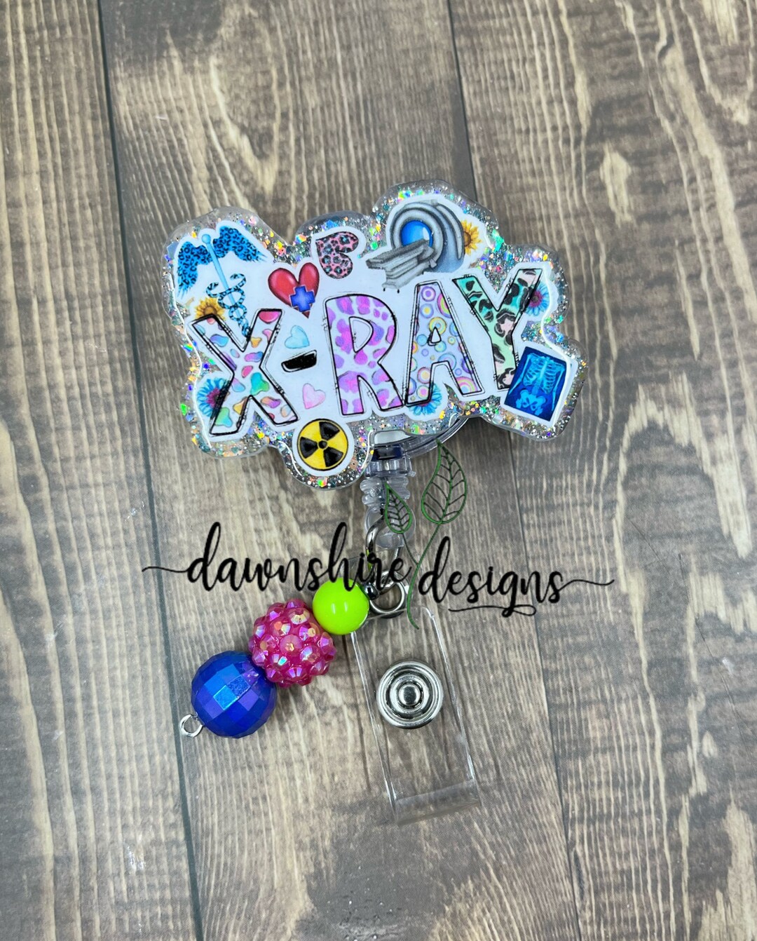 Xray Badge Reel, Radiology Badge Reel, Beaded Badge, Badge Reel for ...