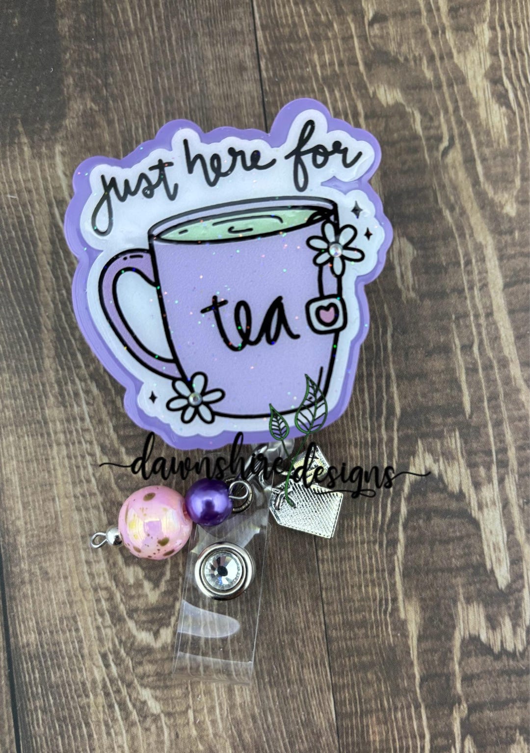 Tea Badge Reel. Teacup Badge Holder, Beaded Badge, Funny Medical Badge ...