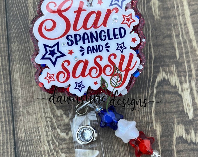 Star Spangled and Sassy Badge, Summer Holiday Badge, Star Badge Holder ...