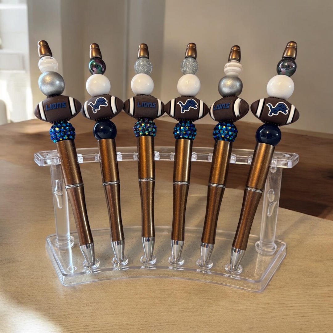 Sports Pen, Detroit Football Beaded Pen, Ballpoint Ink Pen, Gift for ...