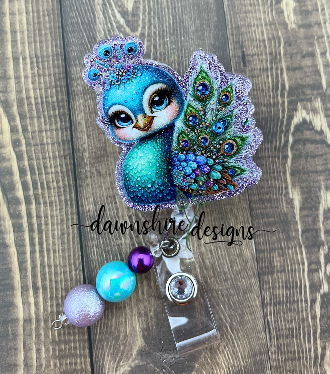 Peacock Badge Reel, Peacock Badge Holder, Cute Animal Badge, Nursing ...