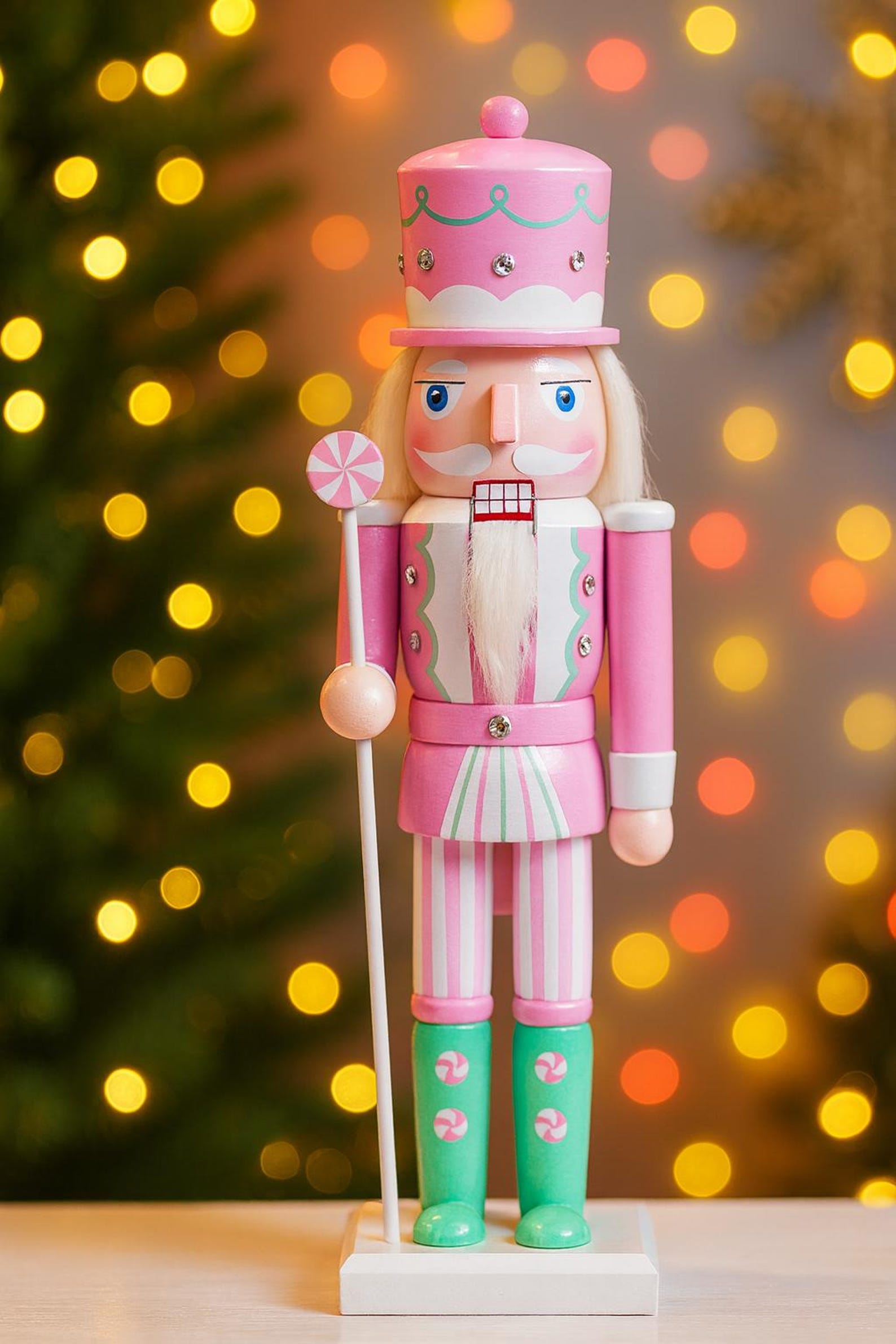 Pastel Pink Wooden Nutcracker | Candyland Holiday Decor, 12 Inch - Etsy