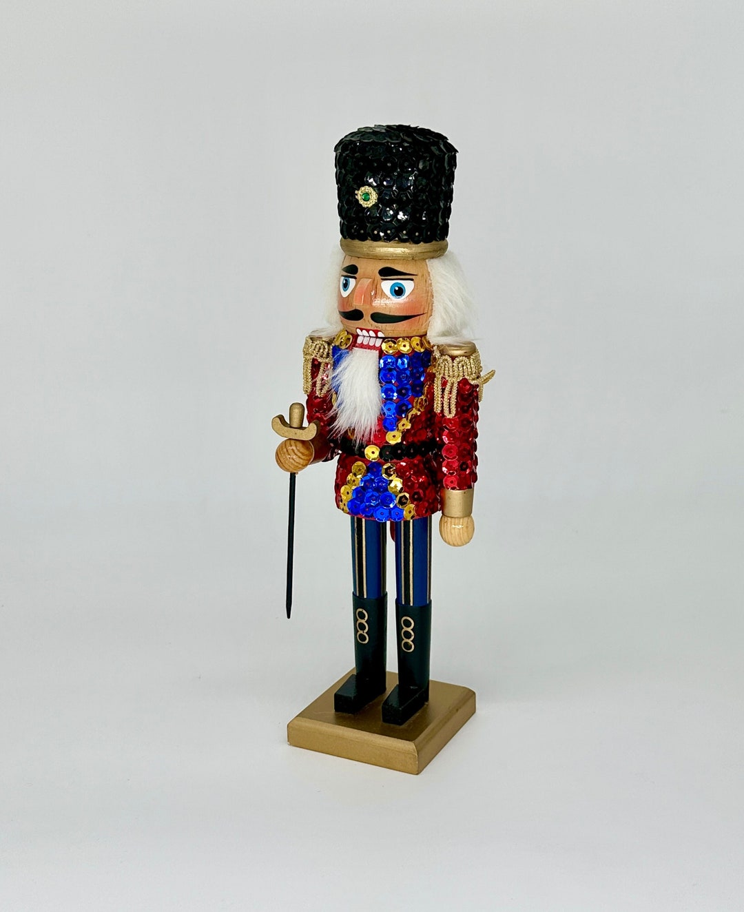 Nutcracker Figure Soldier Glitzy Red Sequin Jacket With Sparkle Gold ...