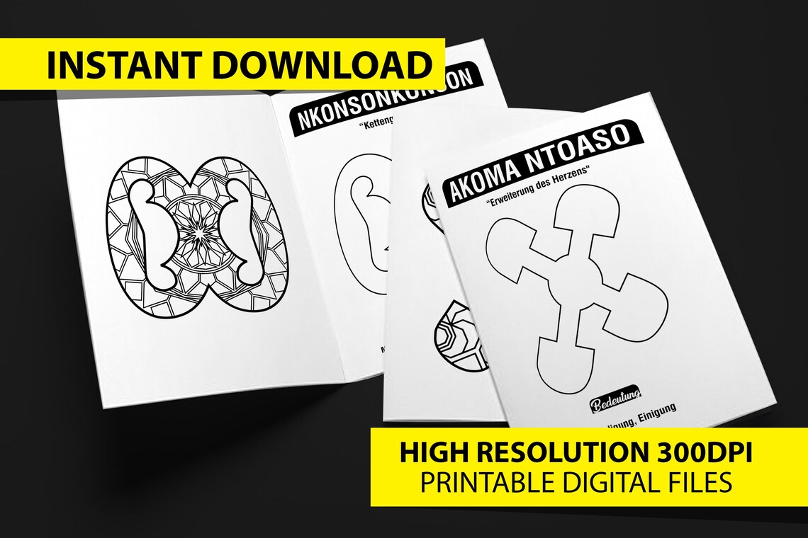 Adinkra Symbols Coloring Pages With Names and Meanings in German Pdf ...