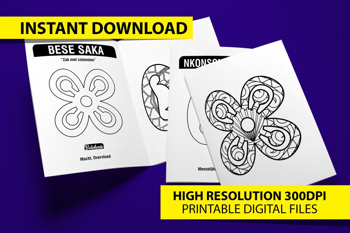 Adinkra Symbols Coloring Pages With Names and Meanings in Dutch Pdf ...