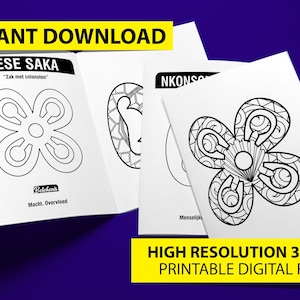 Adinkra Symbols Coloring Pages With Names and Meanings in Dutch Pdf ...