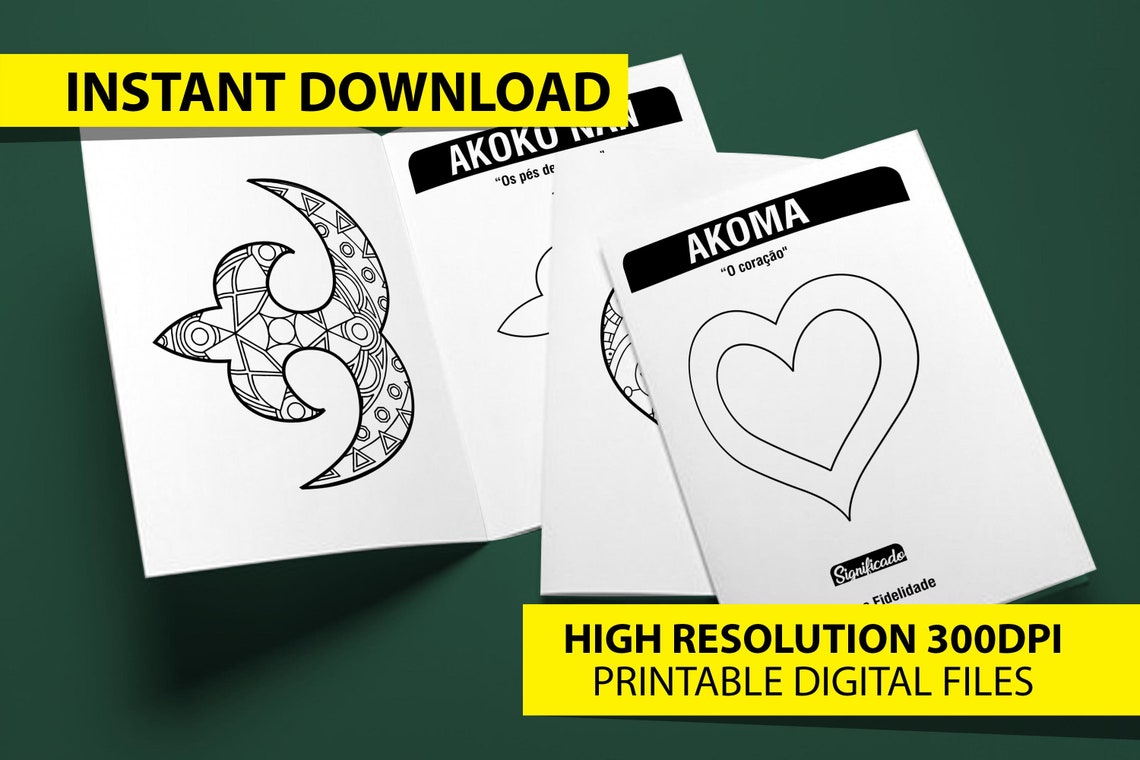 Adinkra Symbols Coloring Pages With Names and Meanings in Portuguese ...