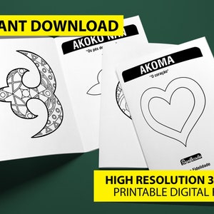 Adinkra Symbols Coloring Pages With Names and Meanings in Portuguese ...