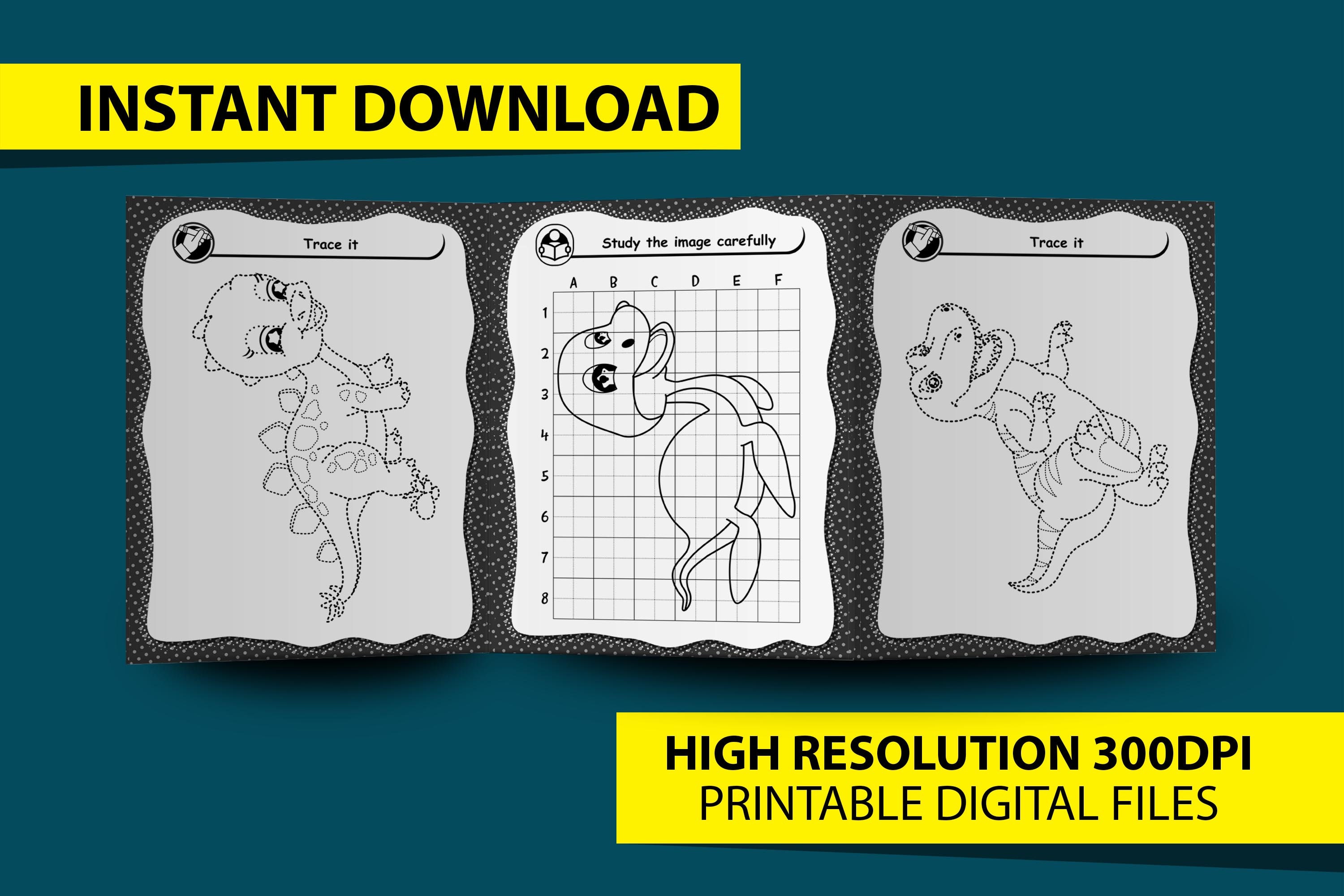 How to Draw Prehistoric Animals for Kids Ages 8-12 Grid Copy Drawing ...