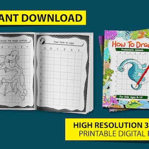 How to Draw Prehistoric Animals for Kids Ages 8-12 Grid Copy Drawing ...