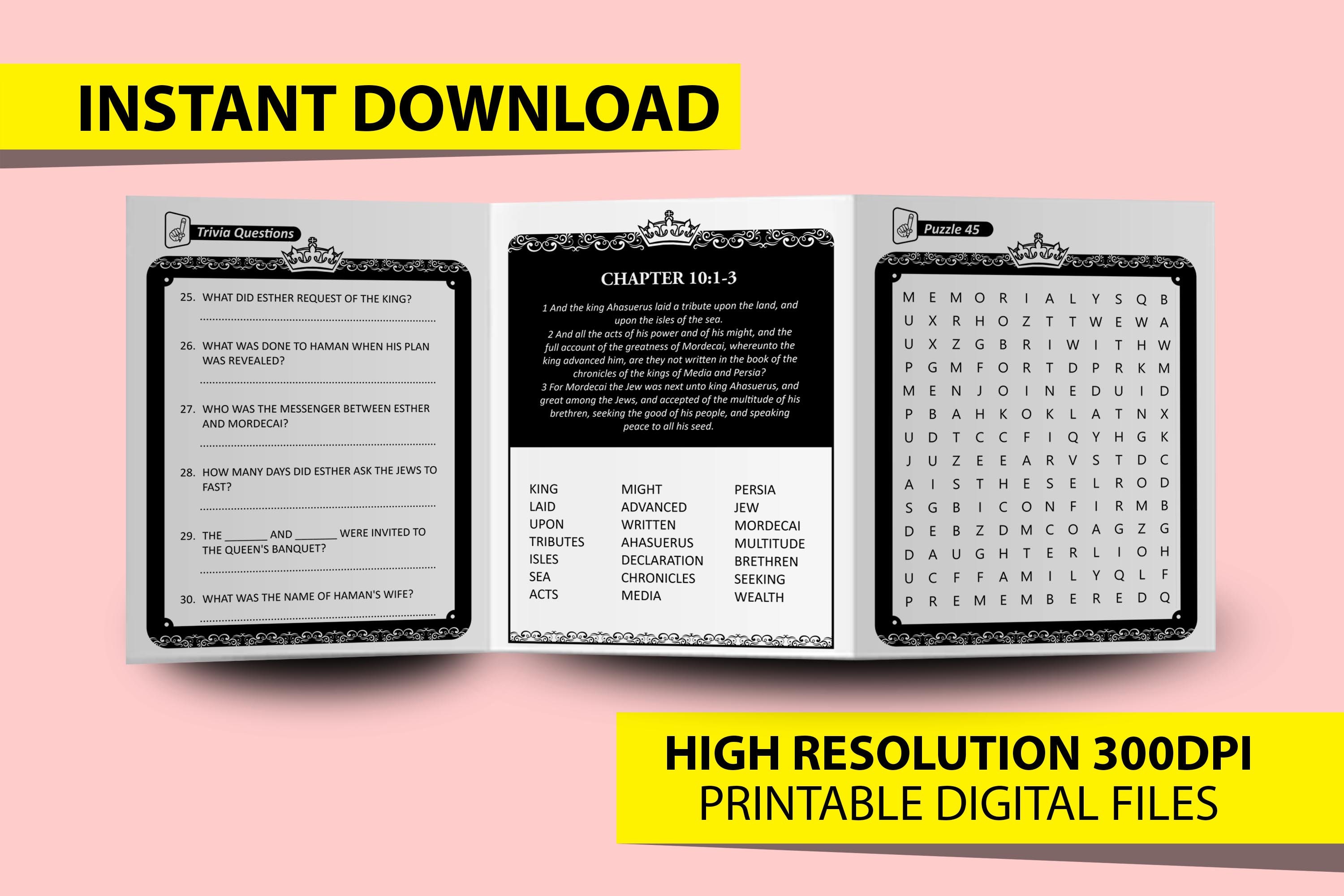 Book of Esther Word Search: Bible Study Puzzles (printable PDF) - Etsy