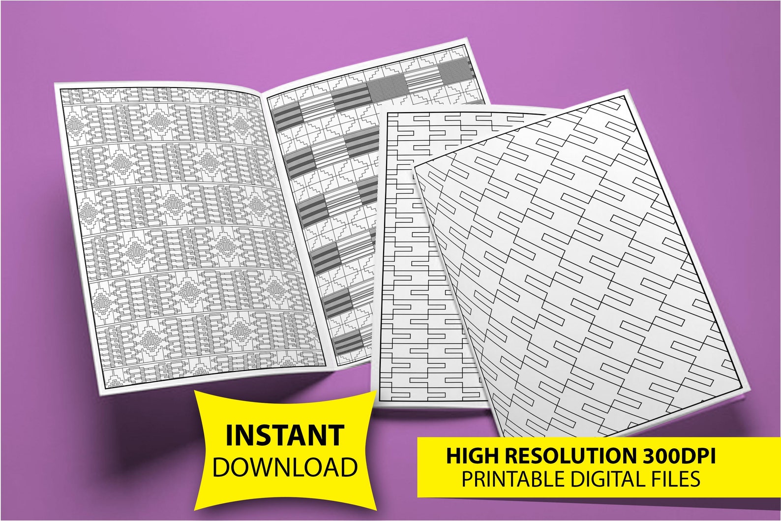 African Kente Patterns Coloring Book, Adinkra, African Stools, Adult ...
