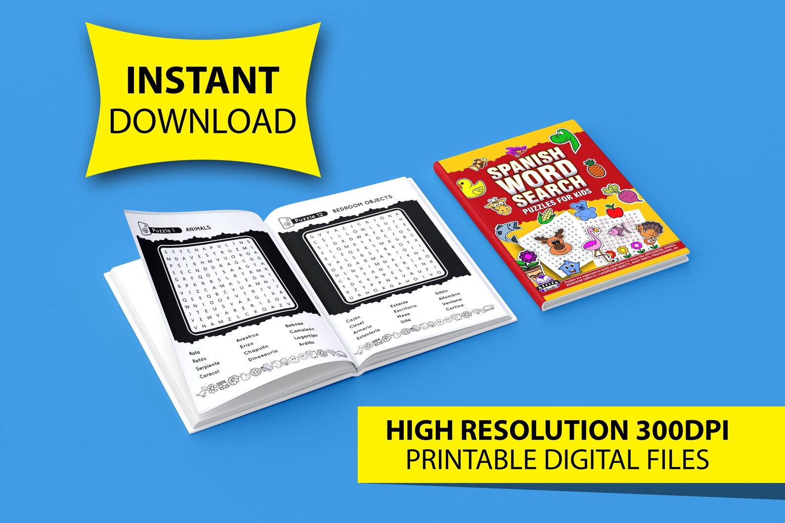 Printable Spanish Word Search Puzzles for Kids, Bilingual Coloring ...