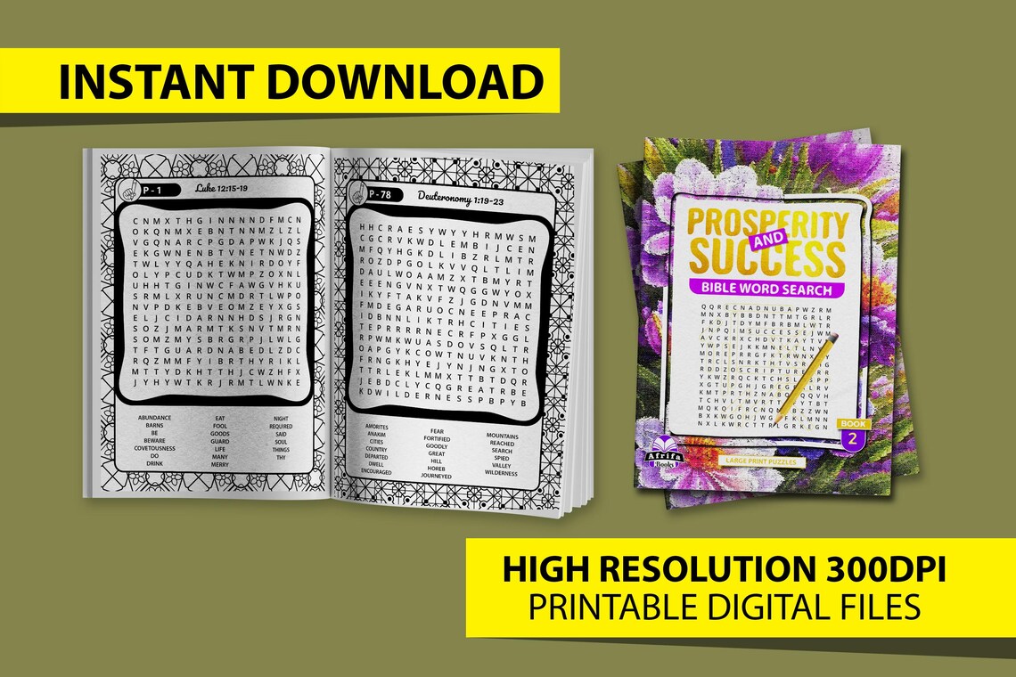 Prosperity and Success Bible Word Search, Large Print Puzzles With ...